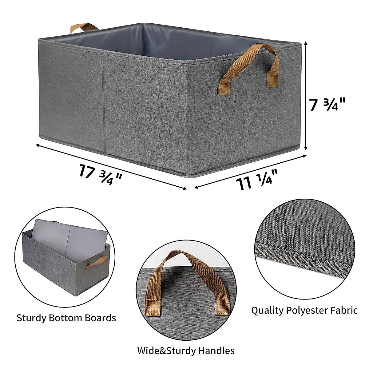 ORALSO Large Storage Baskets for Shelves, 18x11in Clothing Storage Bins with Handles, Foldable Rectangle Baskets, Closet Storage Containers Boxes Shelf