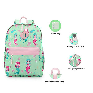 KK CRAFTS Preschool Backpack Kindergarten Little Kid Toddler School Backpacks for Boys and Girls with Chest Strap, Mermaid
