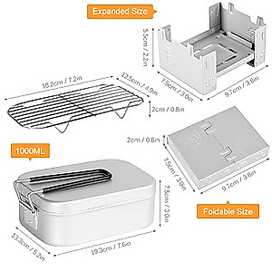 Lixada Mini Folding Stove Lunch Box Steaming Rack Combo Set for Picnic Camping Hiking Fishing Mountaineering