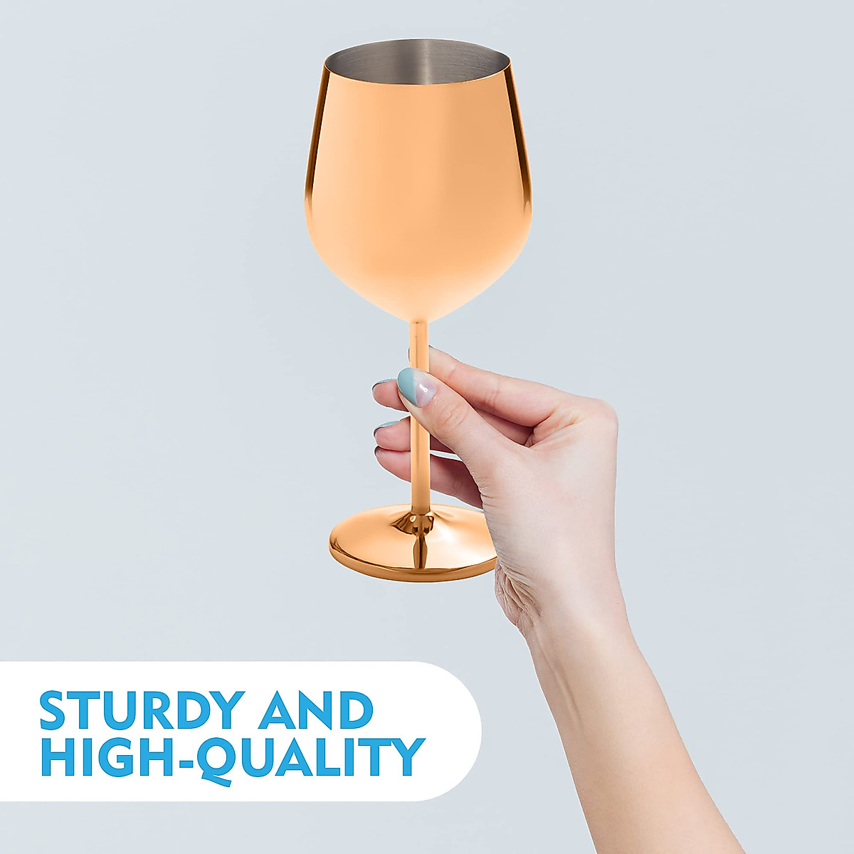 Omagaa Stainless Steel Wine Glasses Unbreakable Wine Glasses Set Of 2 Stemmed Outdoor Wine Glasses Wedding Glasses Large Black Wine Goblets Polished Glassware for Pool/Cocktail Parties 18 Oz