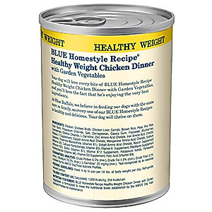 Blue Buffalo Homestyle Recipe Natural Adult Healthy Weight Wet Dog Food, Chicken 12.5-oz can (Pack of 12)
