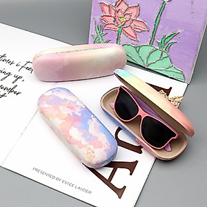 ANLIOTO 3 Pack Glass Cases Hard Shell, Portable Hard Eyeglasses Case Linen Fabrics Eyeglass Organizations for Women Girls