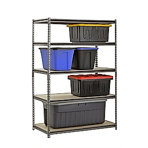 Muscle Rack UR482472PB5PAZ-SV Silver Vein Steel Storage Rack, 5 Adjustable Shelves, 4000 lb. Capacity, 72" Height x 48" Width x 24" Depth