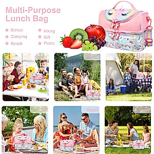 RHCPFOVR Kids Lunch Bag - Double - Decker Cooler Insulated Lunch Box for Boys Girls,Washable Lunch Bag with Strap and Reusable Toddler Lunchbox for School and Daycare