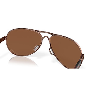 Oakley Women's OO4079 Feedback Aviator Sunglasses, Rose Gold/Prizm Tungsten Polarized, 59 mm