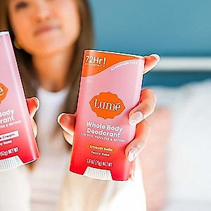 Lume Whole Body Deodorant - Smooth Solid Stick - 72 Hour Odor Control - Aluminum Free, Baking Soda Free and Skin Safe - 2.6 Ounce, (Pack of 2) (Peony Rose)