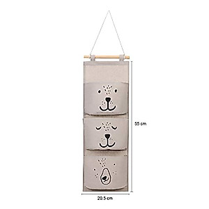 Wall Hanging Storage Bags 3 Pockets Cotton Canvas Fabric Wall Storage Organizer Multifunctional Door Closet Hanging Storage Organizer Waterproof Wall-Mounted Storage Pouch for Bedroom Home Office