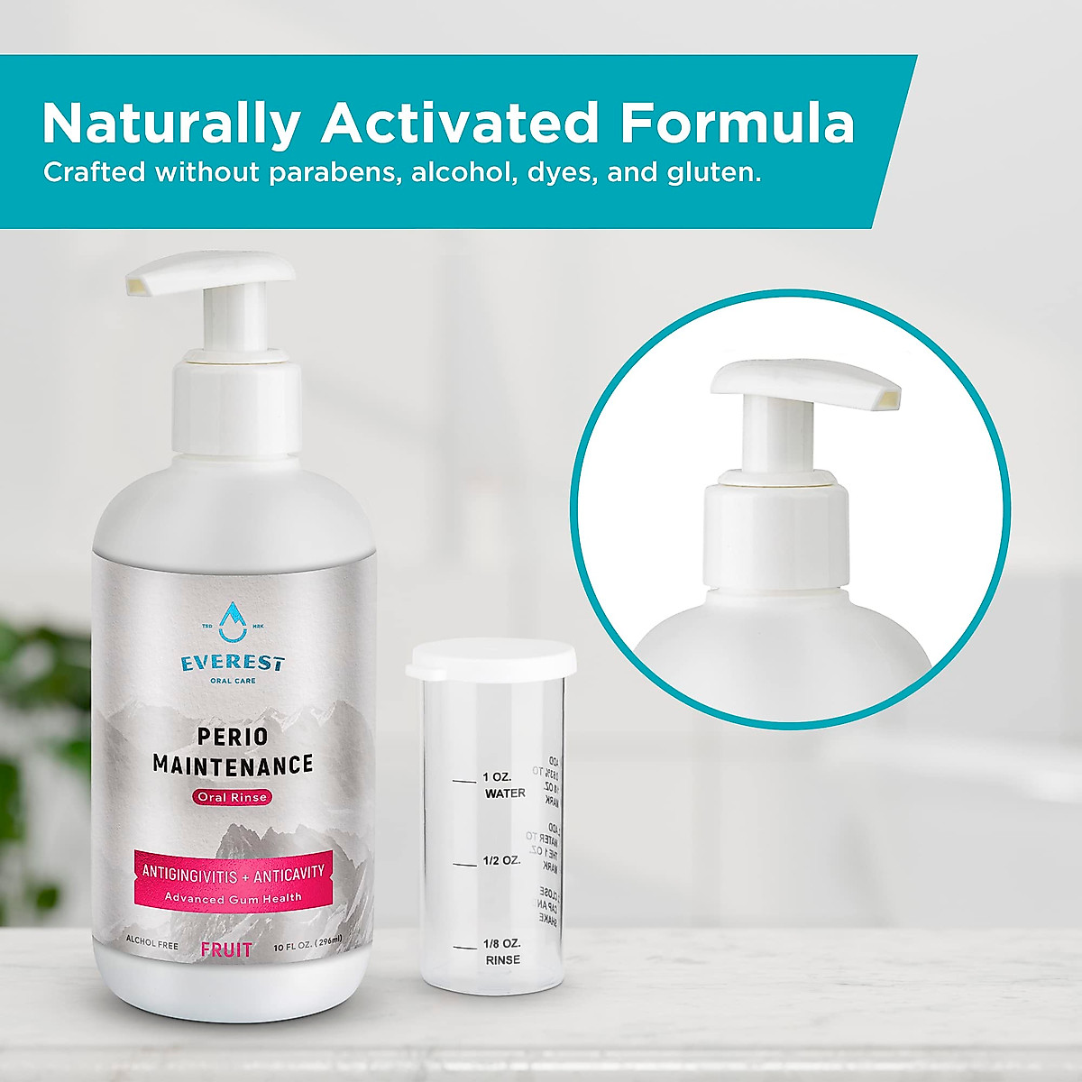 Perio Maintenance Alcohol Free Mouthwash – Concentrated Mouthwash for Bad Breath, Plaque, Sensitive Teeth, and Gingivitis or Gum Disease - Fluoride Rinse by Everest Oral Care (Fruit Punch, 10 Fl oz)