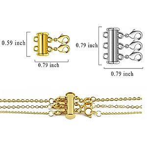 Dailyacc Layered Necklace Clasps,4 Pieces 2 Size Slide Clasp Lock Necklace Connector for Multi Strands Slide Tube Clasps