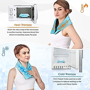 Microwave Heating pad for Neck Pain Relief, Lavender Microwavable Neck Wrap Moist Heat, Hand-Free Heated Neck Wrap for Cold & Warm Compress for Aches Sore Muscles, Tension, and Stress