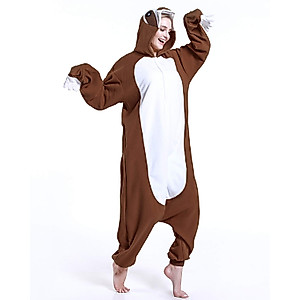 DOITNOW Sloth Pajamas Unisex Adult Jumpsuit Animal Cosplay Costumes (XL, Brown)