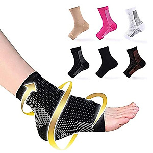 VEIRGAMO 6 Pairs Dr Sock Soothers Socks Anti Fatigue Compression Foot Sleeve Support Brace Sock For Men & Women, Foot Compression Sleeve For Pain (L/XL)