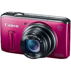 Canon PowerShot SX260 HS 12.1 MP CMOS Digital Camera with 20x Image Stabilized Zoom 25mm Wide-Angle Optical Lens and 1080p HD Video (Red)