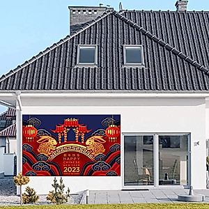 Littleloverly Happy Chinese New Year 2022 Year of the Tiger Backdrop Banner - Chinese Spring Festival New Year Yard Sign Indoor Outdoor Backdrop Banner Party Decorations