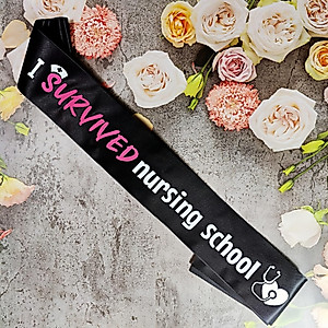 Decorit I Survived Nursing School Sash, Black, Nursing School Graduation, Graduation Gift Idea, Senior Class of 2024 Sash, Party, Congrats Grad Decorations, RN, BSN, NP, CRNA, CNM, NR