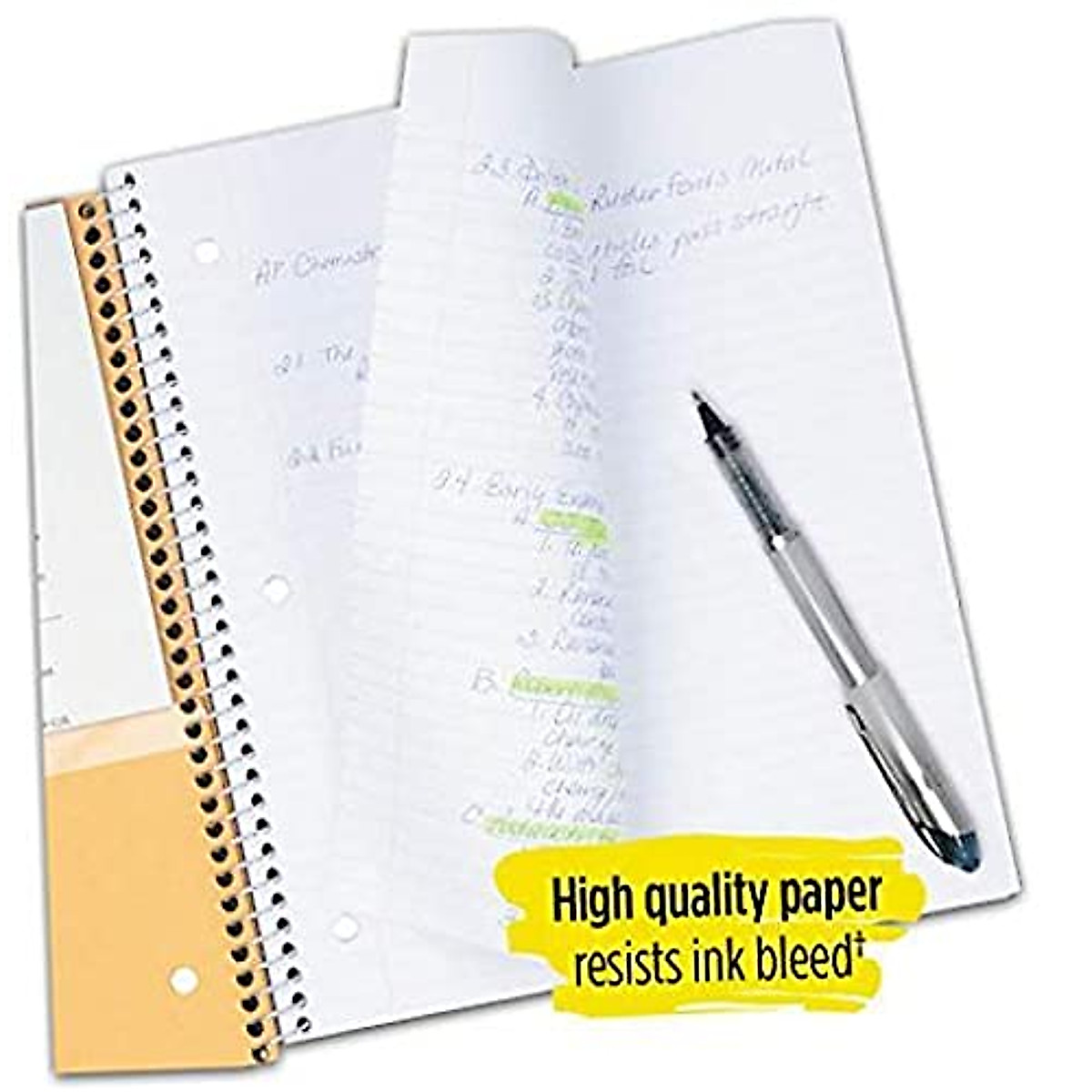 Five Star Spiral Notebook, 1 Subject, Wide Ruled Paper, 100 Sheets, 10-1/2" x 8", White (72877)