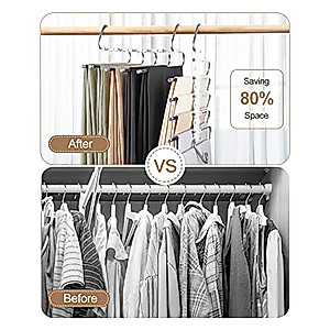 DEMKICO Pants Hangers Space Saving, 2 Pack Anti-Slip Design Stainless Steel Multifunctional Clothes Pants Hangers, Closet Organizers and Storage for Pants Jeans Scarf Skirts Trousers