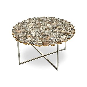 48 x 48 Inches Resin with Brown Agate Stone Hallway Table for Home and Hotel Decor Round Marble Dining Table Top
