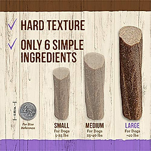 Merrick Natural Cuts Rawhide Free Dog Treats Filled Chew Made with Real Meat and Whole Foods, Venison, 0.71 pounds