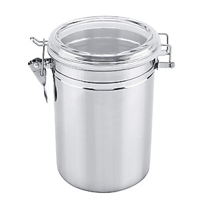 Joyzan Stainless Steel Coffee Canister, Airtight Ground Coffee Bean Storage Container Keep Fresh Organizer Jars Clear Clamp Lid Large Capacity for Kitchen Organization Pantry Tea Flour Sugar 1800ML