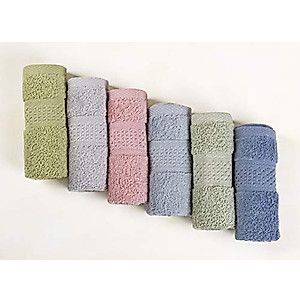 Cleanbear Pure Cotton Wash Cloths Face Cloths, 6 Colors per Set, 13 x 13 Inches (Light Blue, Jade Green, Light Green, Grey, Light Grey, Pink)
