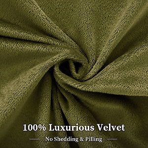 PHF Super Soft Velvet Duvet Cover King Size, 3pcs Luxurious Breathable Velour Fluffy Comforter Cover with 8 Ties, Cozy Flannel Duvet Cover with Pillow Shams, Zipper Closure, 104"x90", Olive Green