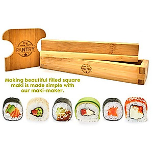 GROW YOUR PANTRY Sushi Making Kit - Make Every Type of Sushi with Rolling Mats, Maki, Onigiri, Nigiri Molds aswell as an Center Sushi Plate for the whole Family to Sit Around