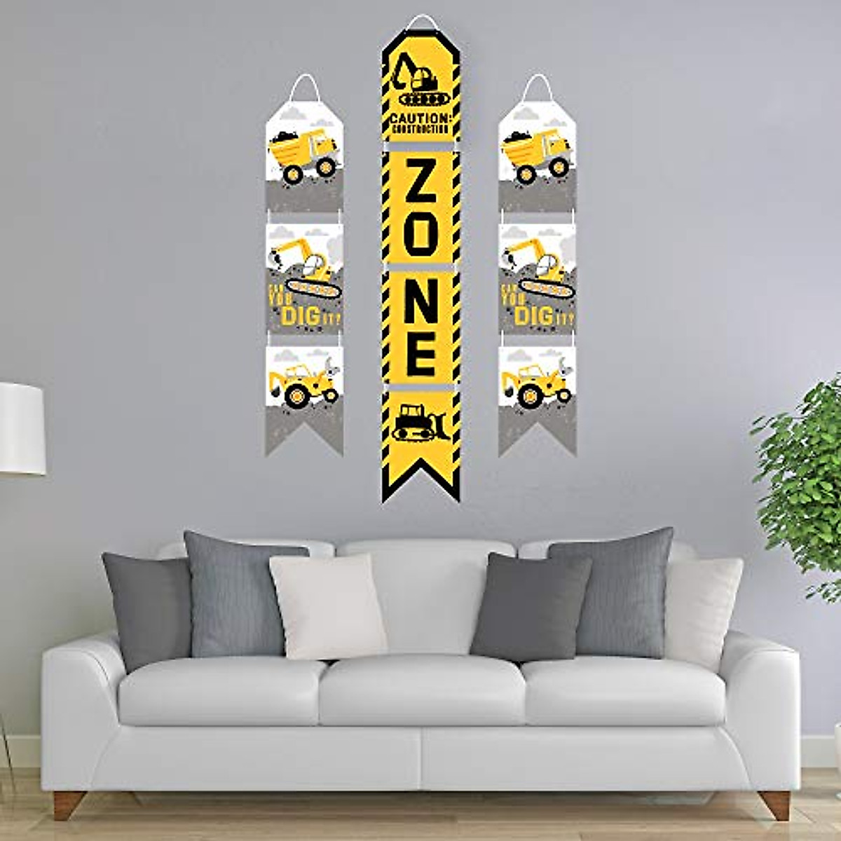 Big Dot of Happiness Dig It - Construction Party Zone - Hanging Vertical Paper Door Banners - Baby Shower or Birthday Party Wall Decoration Kit - Indoor Door Decor