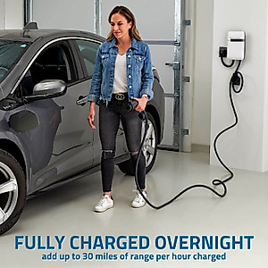 EvoCharge iEVSE® Home 40 | Smart Level 2 EV Charger, WiFi Enabled Up to 40 Amps, 25 Foot Cable, 240V, UL Listed, NEMA 6-50 Plug, Indoor/Outdoor, Up to 30