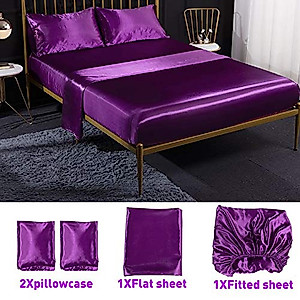 Cotton Home Depot -100% Pure Silk Satin Sheet Set 6pcs, Silk Fitted Sheet 15" Deep Pocket,Silk Flat Sheet,Silk Duvet Cover & Pillowcases Set !!! Size King ,Black