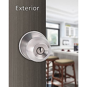 Lanwandeng (2 Pack) Entry Door Knob with Lock and Keys, Exterior/Interior Door Locks with Screwdriver for Bedroom or Bathroom,Satin Nickel Door knobs