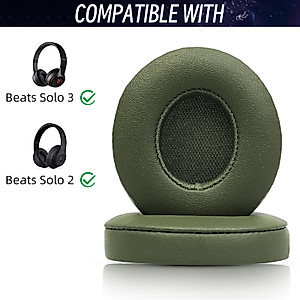 GIGRIN Replacement Ear pads for Beats Solo 3 Wireless Headphones & Beats Solo2 Headphones, Soft Protein Leather, Increase thickness (Turf Green)