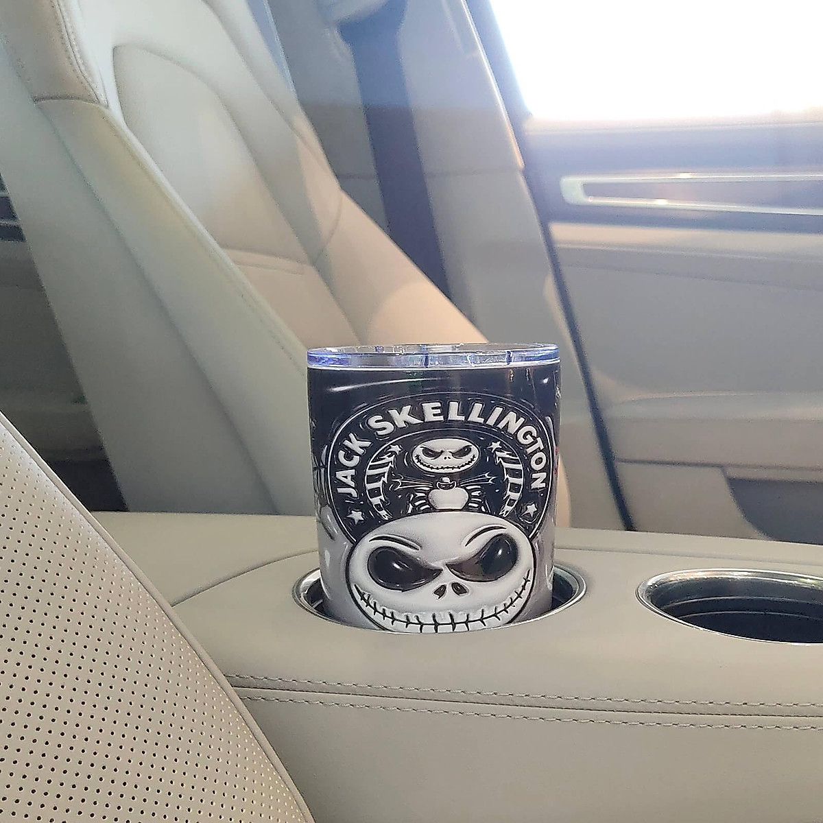 LAZYKITTY 3D Inflated Jack Skellington Nightmare Before Christmas Tumbler Cup with Straws and Lid, Nightmare Before Christmas Gift for Men Women, Stainless Steel Vacuum Insulated, Epoxy Coated, 20 Oz