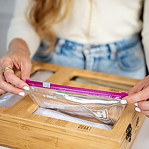 HappyHome Storage Bag Organizer for Kitchen Drawer - Sturdy & Stylish Bamboo Baggie Organizer - Fits Any Brand Gallon, Slider Quart, Sandwich & Snack - Plastic Bag Organizer with Wall Mount Hardware