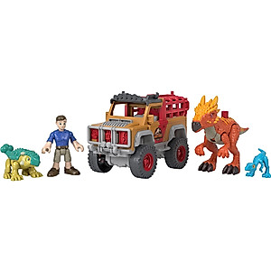 Fisher-Price Imaginext Jurassic World Preschool Toy Camp Cretaceous Runaway Dinosaurs Figure Set for Pretend Play Kids Ages 3+ Years