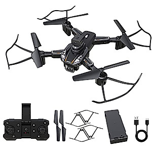 GBSELL Foldable Aerial Drone with Dual 1080P Camera Optic-Flow Function, Gesture Control RC Quadcopter, Hd Camera Remote Control Toy, Gravity Sensor, Cool Multicolor Lights (Dual Camera)