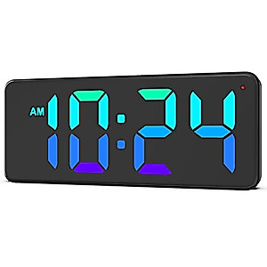 XUANZIT Wall Clock - LED Digital Wall Clock with Dynamic RGB Display, Big Digits, Auto-Dimming, 12/24Hr Format, Small Silent Wall Clock for Living Room, Bedroom, Farmhouse, Kitchen, Office