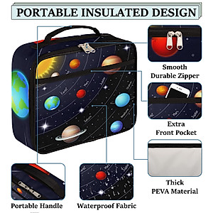 Solar System Planet Print Insulated Lunch Box for Boys Girls Adult, Reusable Back to School Lunch Bag, Leakproof Meal Prep Tote Kit Cooler Bag Lunch Tote Bag for Work Beach Outdoor