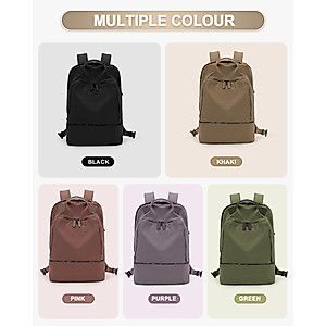 VENATIN Gym Backpack for Women Waterproof Small Gym Bag With Shoe Compartment Sports Essentials Backpack with Wet Dry Pocket,Khaki