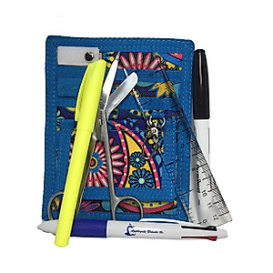 Applegate Brands llc Blue Paisley 6 Piece Protective Scrubs Lab Coat Pocket Organizer Kit
