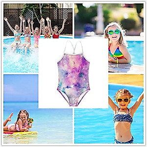 KiuLoam Cute Hippo Animals Blue Girls Bikini Summer Beach Swimsuit Rash Guard UV Protection for 5-6 Years Kids 1 Piece