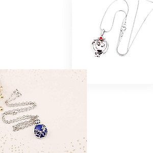 UoYu TFYU 2 Pcs The Vampire D.rs Elena Gilbert Opening Vervain Locket Pendant Necklace and Daywalking Katherine Necklace Pendant Charm Necklace-Royal Blue with Transparent Box