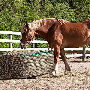 2 Pcs Square Bale Hay Net 5 mm Thick 47 x 20 x 20 Inch Black Large Bale Net Slow Feed Hay Bags Horse Feeding Supplies for Horses Mules Goat Cattle Stalls Barn Feed Decor (Square, 47 x 20 x 20 Inch)