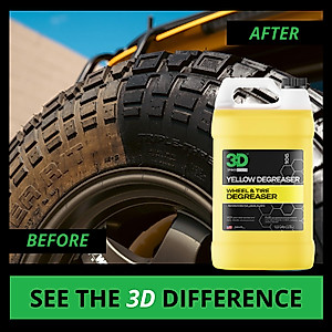 3D Yellow Degreaser Wheel & Tire Cleaner - Safely Removes Brake Dust & Dirt from Wheels & Tires - All-In-One Car Wash Detailing Spray Refill 1 Gallon