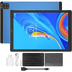 EBTOOLS 10.1 Inch 2 in 1 Tablet, 1960 Full HD Touchscreen MT6735 Deca Core CPU Tablet with Bluetooth Keyboard, 5GWiFi Tablet for Android 12.0, Built in Dual Speakers (US Plug)