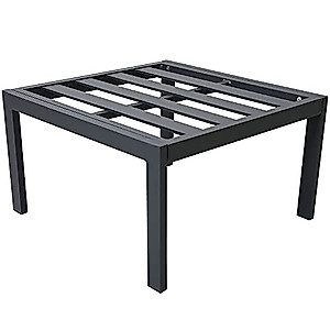 BIADNBZ 5-Piece Outdoor Patio Furniture Set for 4,UV-Resistant Aluminum Alloy Conversation Sofa Chairs with Coffee Table and Stools for Poolside, Garden, Black Frame+Gray Cushion