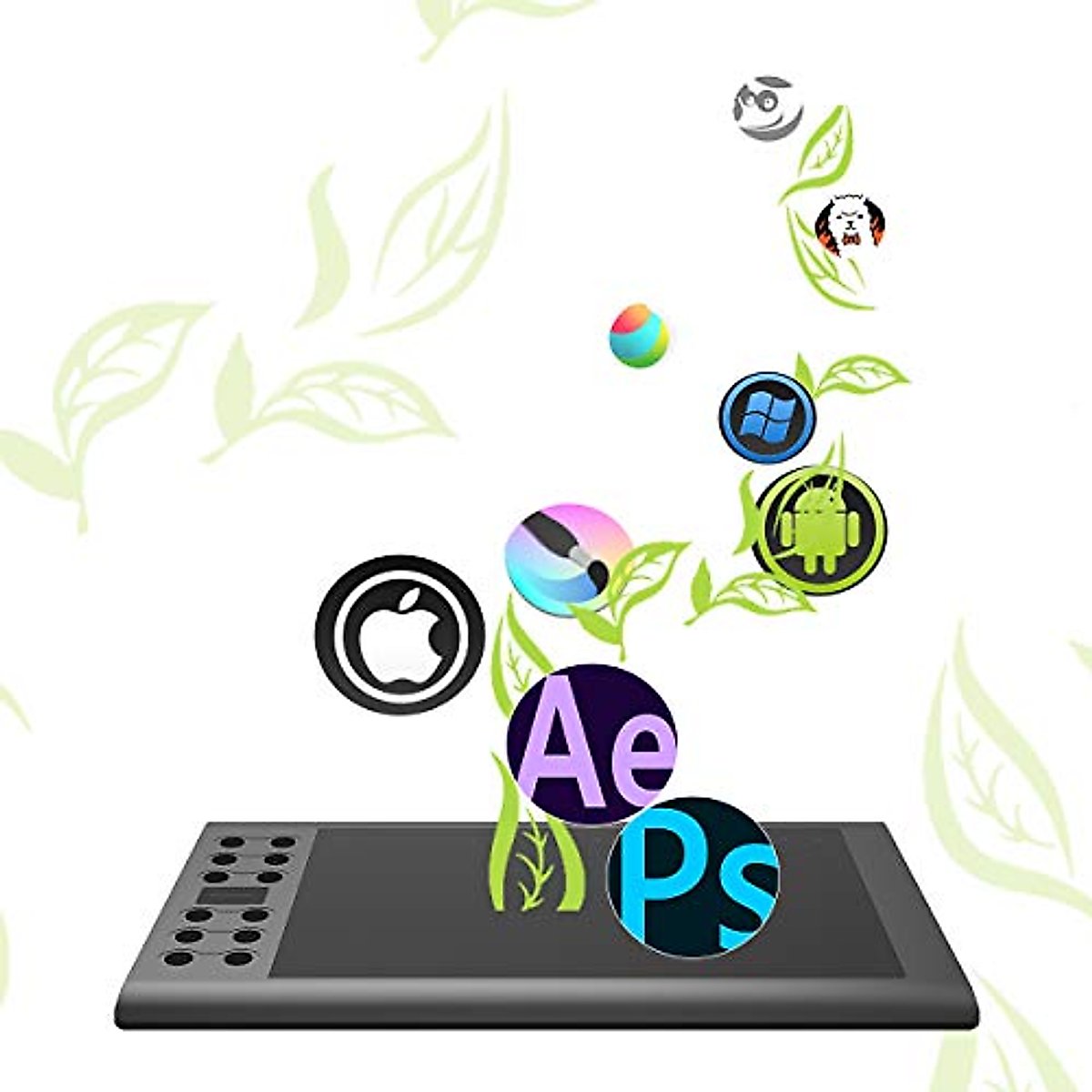 Drawing Tablet GAOMON M106K PRO 10 x 6.25 inches Large Graphic Tablet, Digital Art Tablet Supports Tilt Function with 12 Shortcut Keys, Battery-Free Stylus, Work with Mac, Windows PC & Android