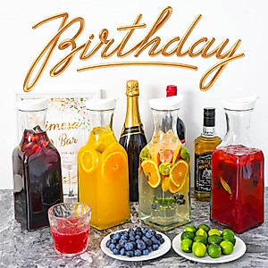 CUCUMI Set of 4 Glass Carafe with Lids, 1.5 Liter Beverage Serveware Carafe, Clear Glass Pitcher for Mimosa Bar, Iced Tea, Cold Beverage, Milk