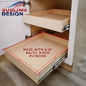 Sublime Design - Dovetail Drawer Baltic Birch Wood Pull Out Cabinet Organizer | Slide Out Drawers For Kitchen Cabinets