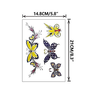 Flowers Butterfly Body Waist Waterproof Fake Temporary Tattoo Stickers Woman